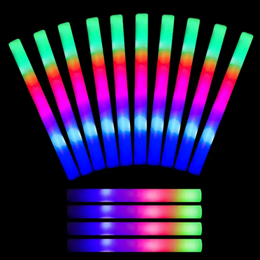 Party Glowz Bulk Pack of 100 LED Light Up 18 inch White Foam Stick ...