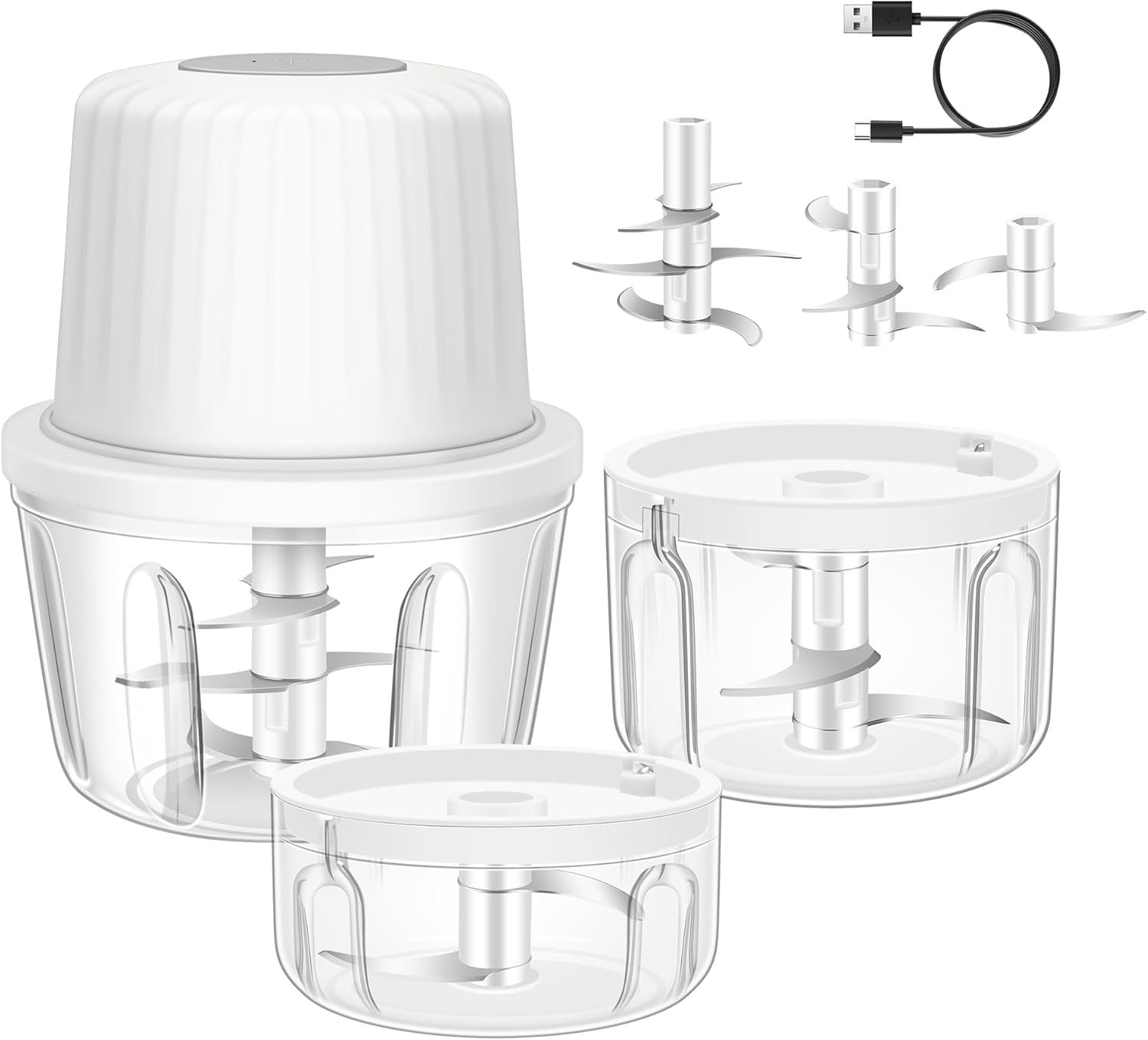 100+250+400ML Electric Garlic , 6 Garlic Mincer, Mini USB Portable ...