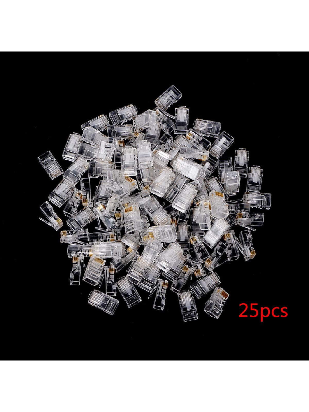 100/25PCS Crystal for Head RJ45 CAT5 Network Cable Modular Plug Gold ...