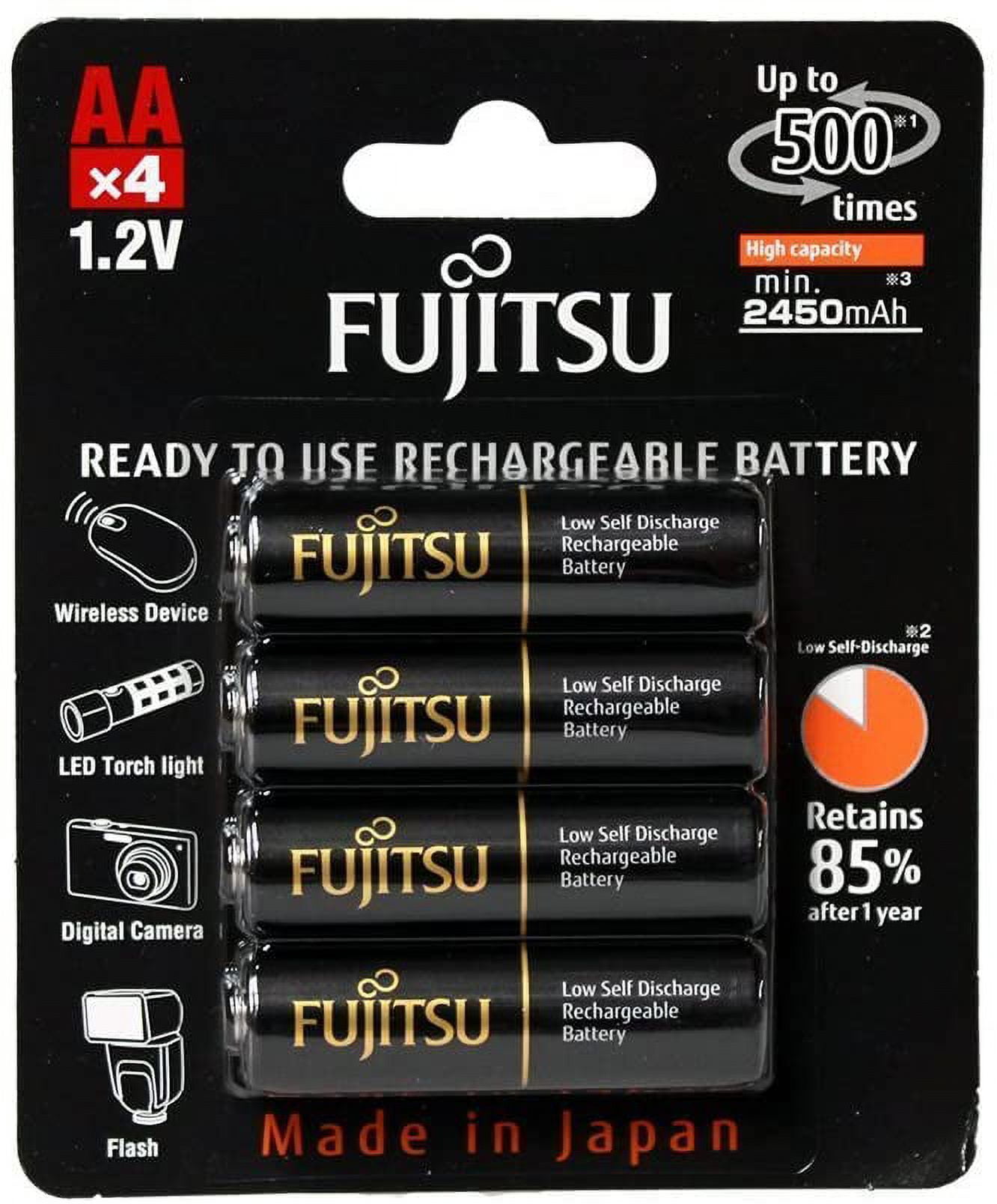 100 (25x4) Fujitsu Ready-to-use AA Rechargeable NiMH 1.2V Min. 2450mAh ...