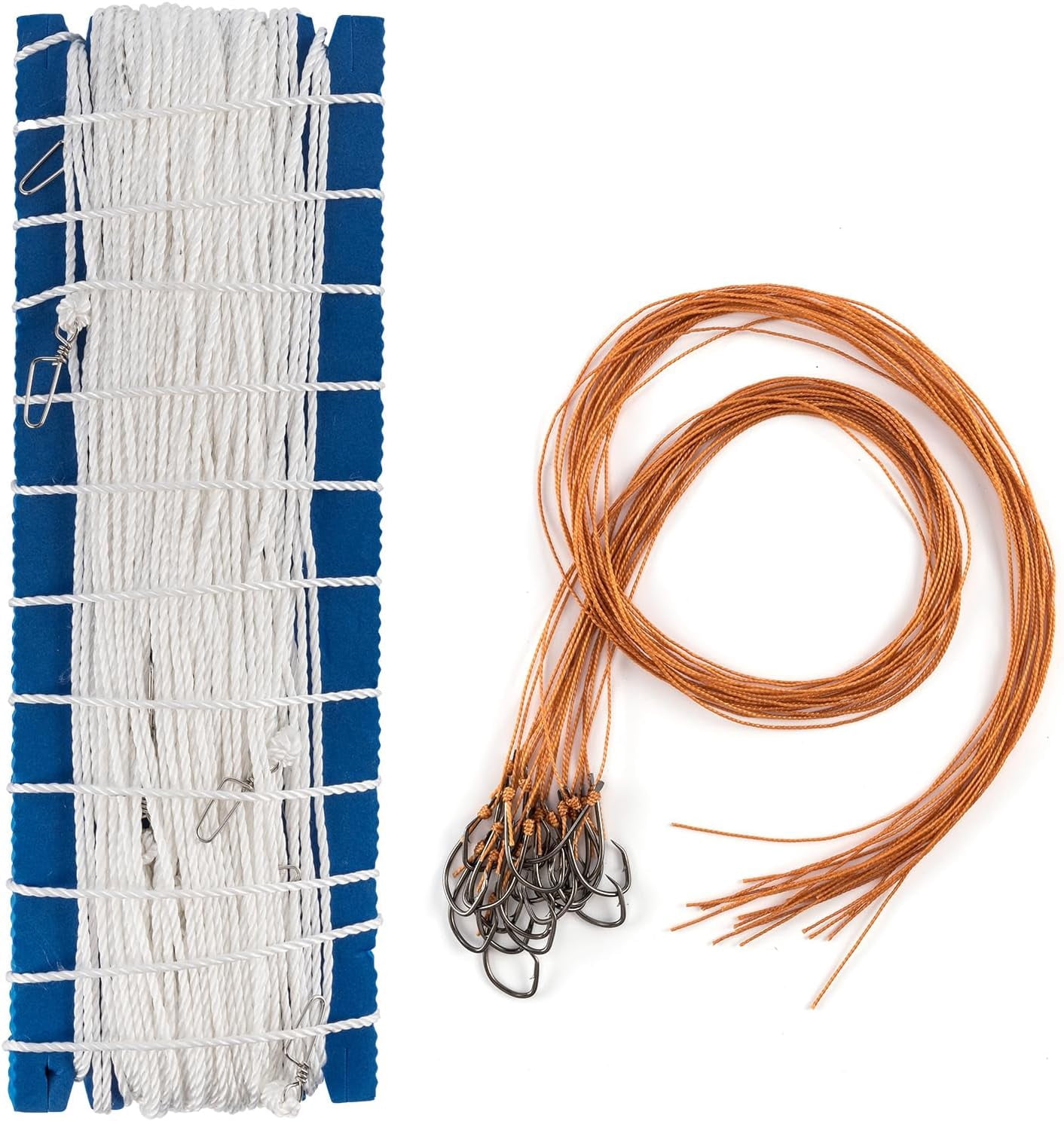 100/295ft Trotline Fishing Set up 20/60 Hooks Twine Pre-Rigged Snaps ...