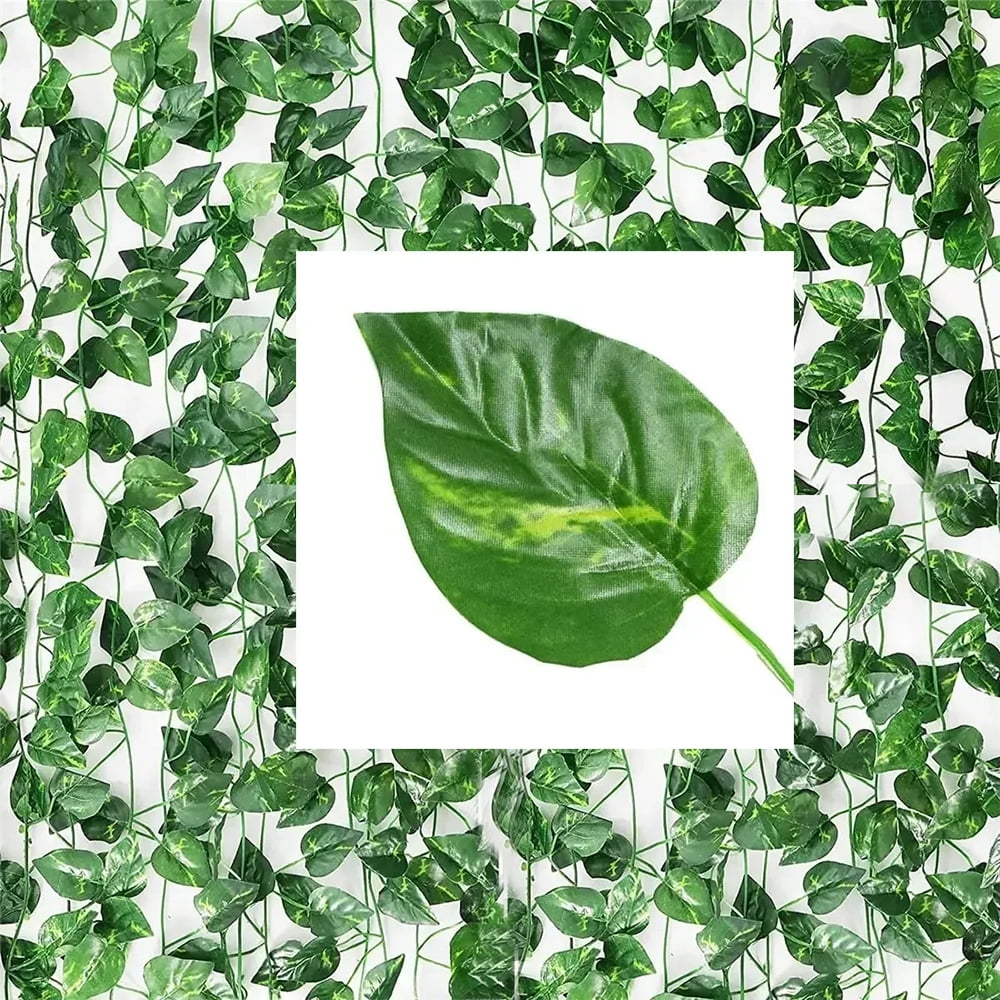 100/2M Artificial Green Ivy Vine Garland Fake Leaf Plants Rattan ...