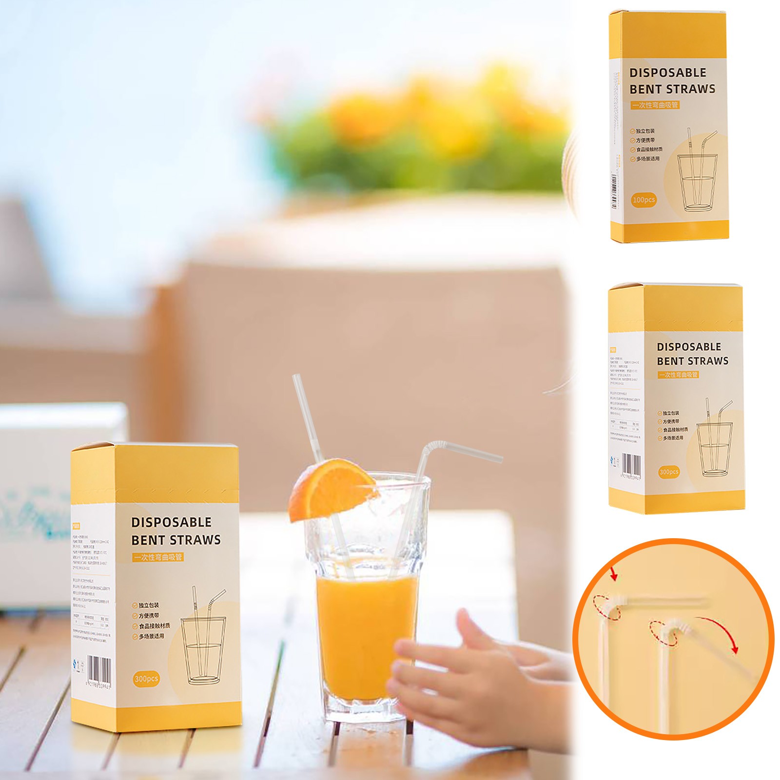 100-300 Pcs Disposable Bendable Straws, 100-300 Count bendable plastic ...