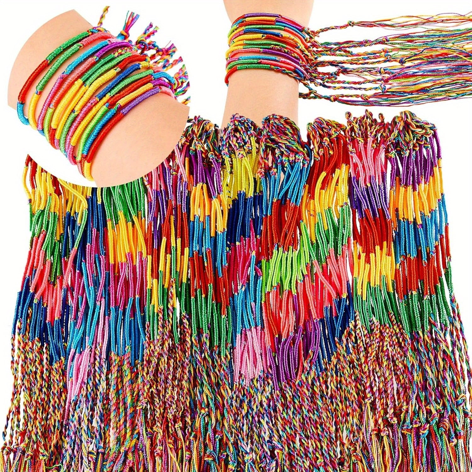 100/300PCS Colorful Handmade Braided Friendship Bracelets Bulk ...