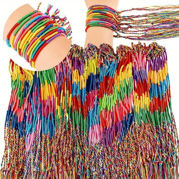 100/300PCS Colorful Handmade Braided Friendship Bracelets Bulk ...