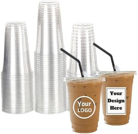 100-300pcs Custom Disposable Clear Plastic Cups with Stickers ...