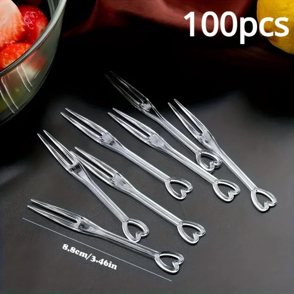100/300pcs Elegant Heart-Shaped Disposable Forks for Party BBQ Sticks ...