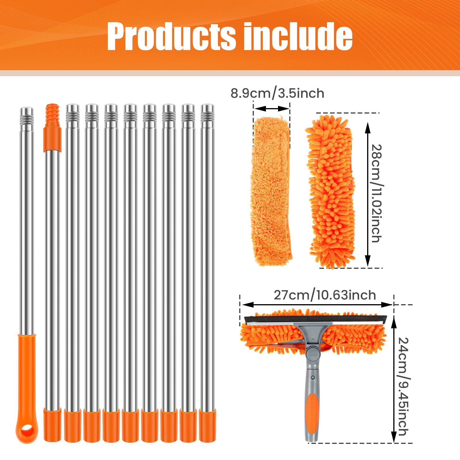 100-420CM Extended Window Cleaning Kit 2 in 1 Double Sided Glass ...