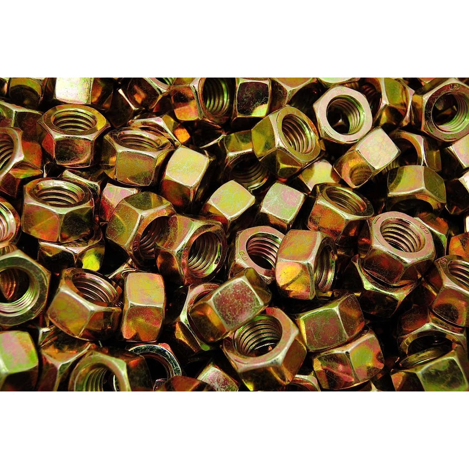 (100) 5/8-11 Grade 8 Hex Finish Nuts - Yellow Zinc Plated - Coarse ...