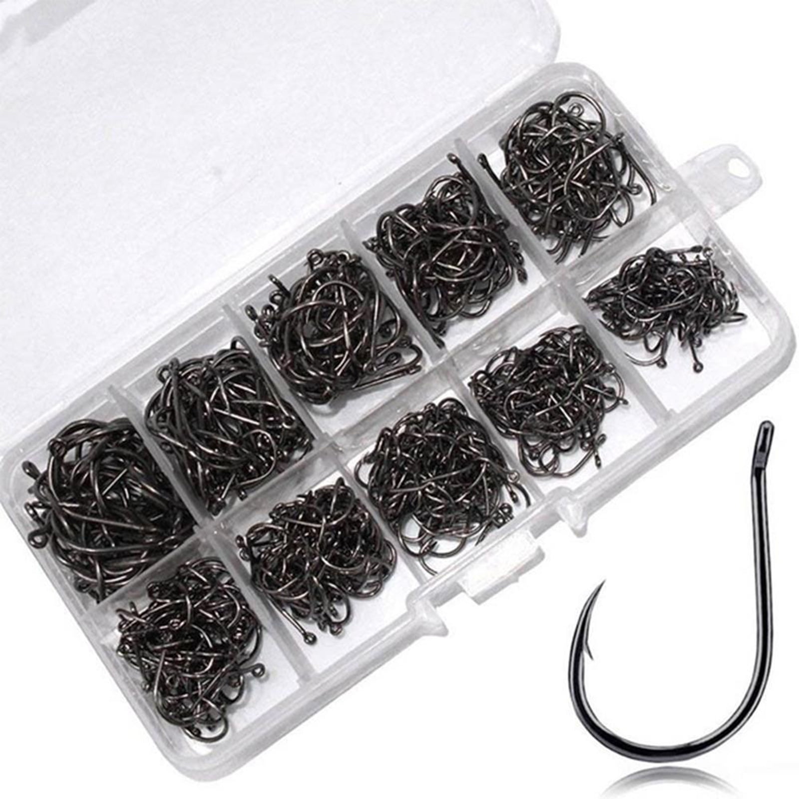100/500Pcs Barbed Fish Hook With Eye Carbon Steel Eyed Sea Fish Hook ...