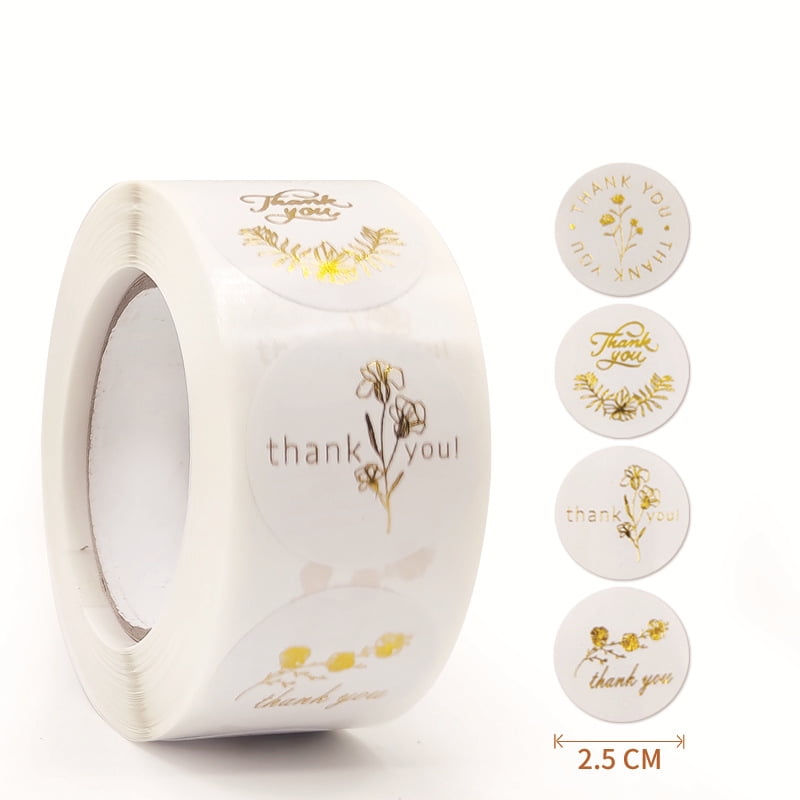 100-500Pcs Gold Foil Thank You Stickers for Gift Card Box Package Party ...