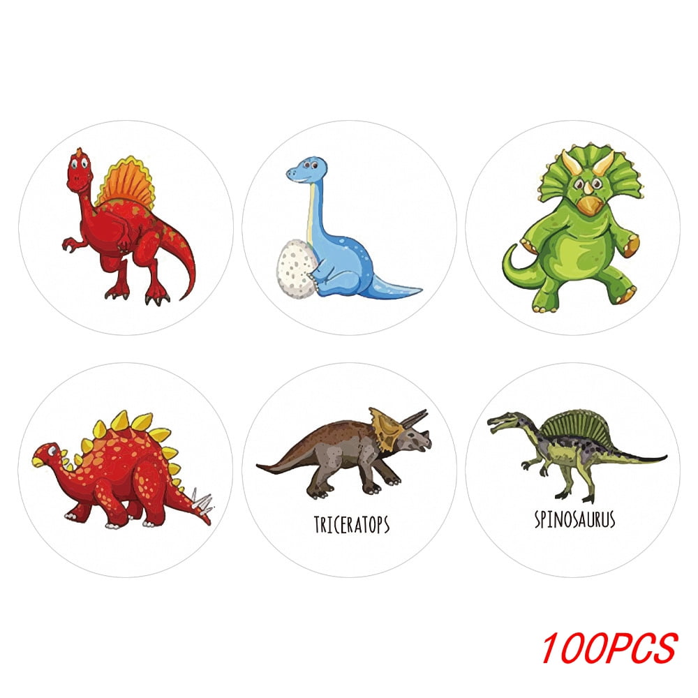 100-500pcs 1'' Round Dinosaur Stickers for Kids Teacher Reward Stickers ...