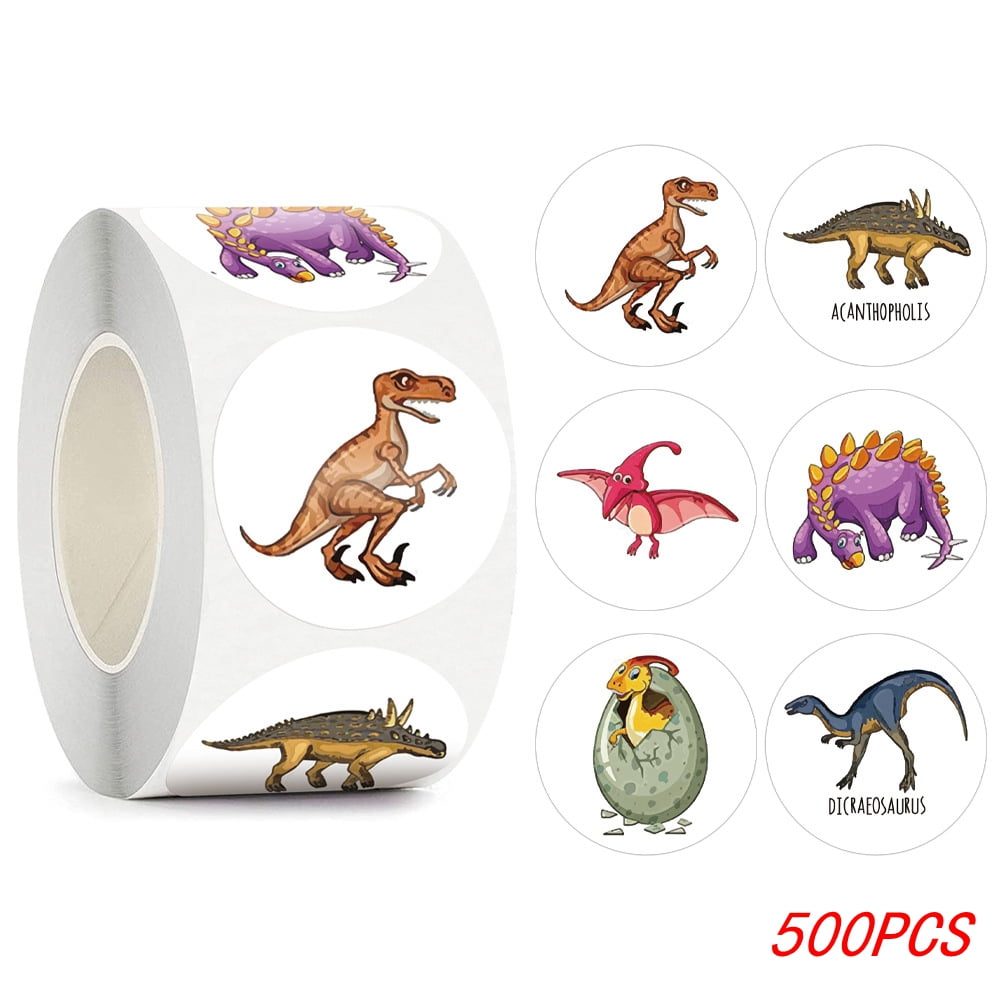 100-500pcs 1'' Round Dinosaur Stickers for Kids Teacher Reward Stickers ...