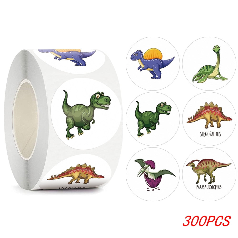 100-500pcs 1'' Round Dinosaur Stickers for Kids Teacher Reward Stickers ...