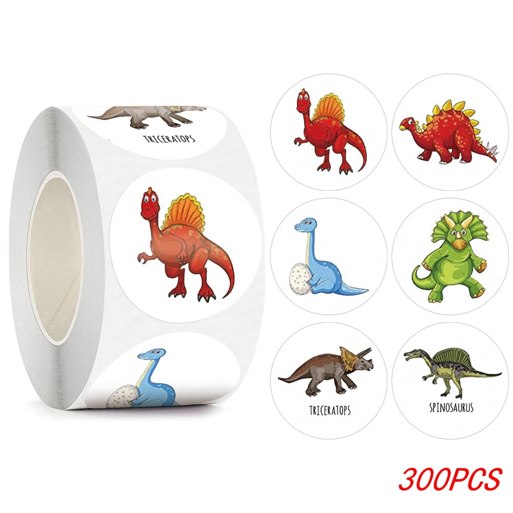 100-500pcs 1'' Round Dinosaur Stickers for Kids Teacher Reward Stickers ...