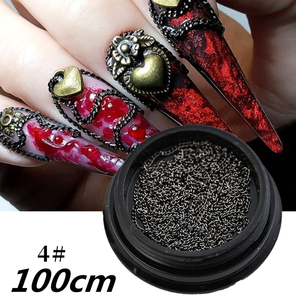 100/50cm Long Luxury Crystal Chain Nail Charms 1.5/2mm Shinying Clear ...