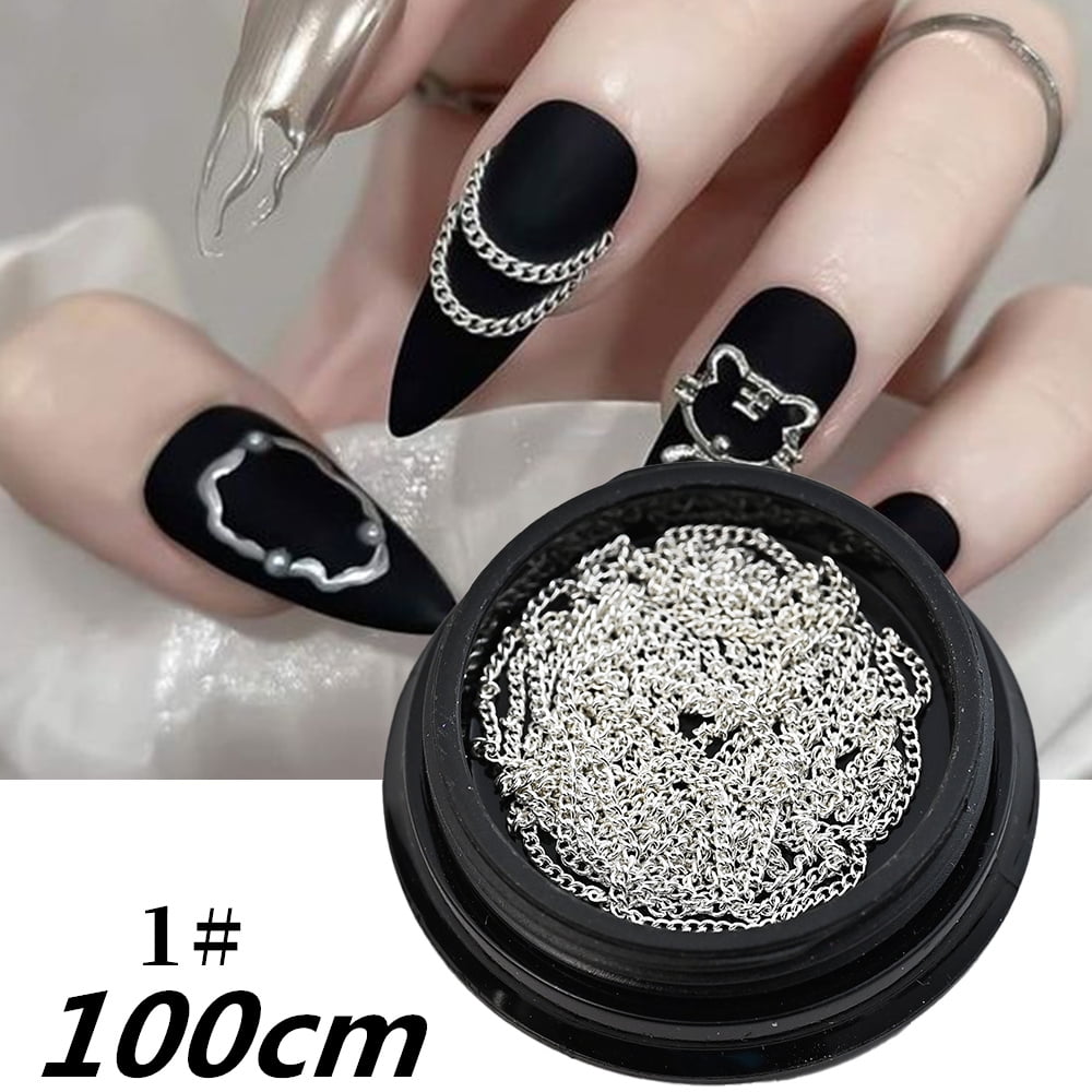 100/50cm Long Luxury Crystal Chain Nail Charms 1.5/2mm Shinying Clear ...