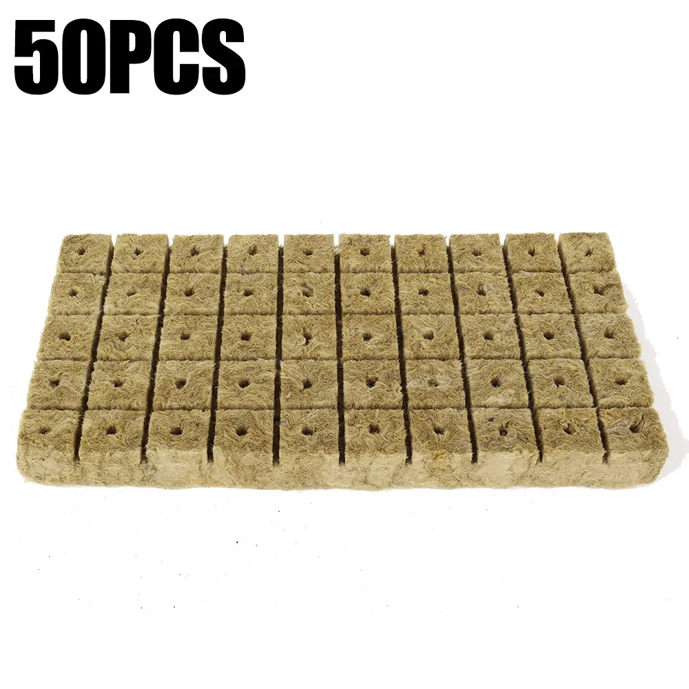 100/50x Stonewool Hydroponic Grow Media Cubes Garden Seedling Block ...