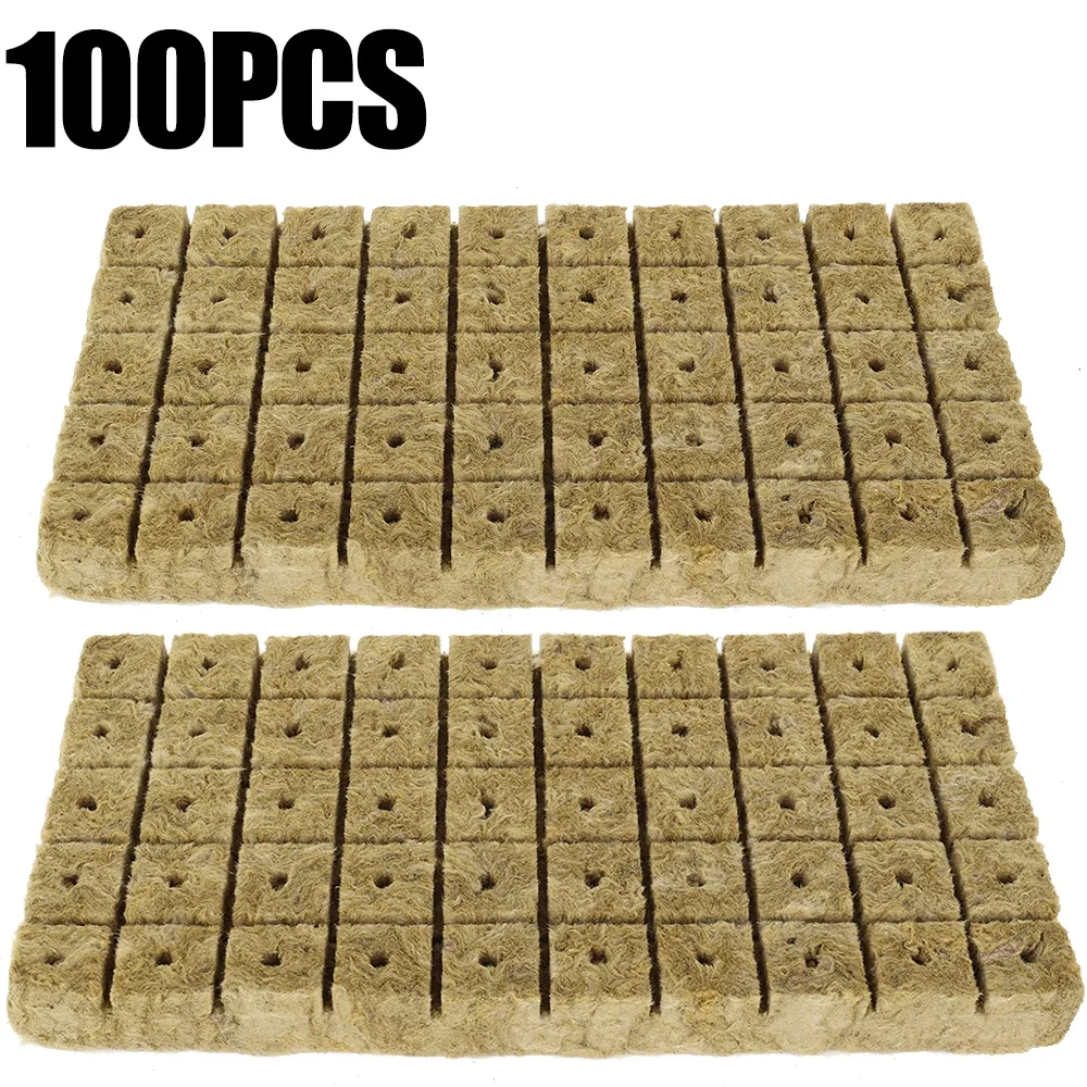 100/50x Stonewool Hydroponic Grow Media Cubes Garden Seedling Block ...