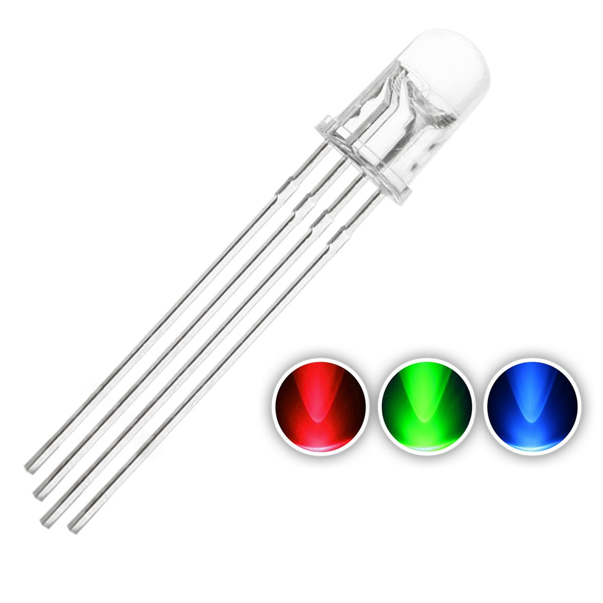 100 5mm RGB Multicolor LED Diode Lights Common Cathode(Clear Round ...
