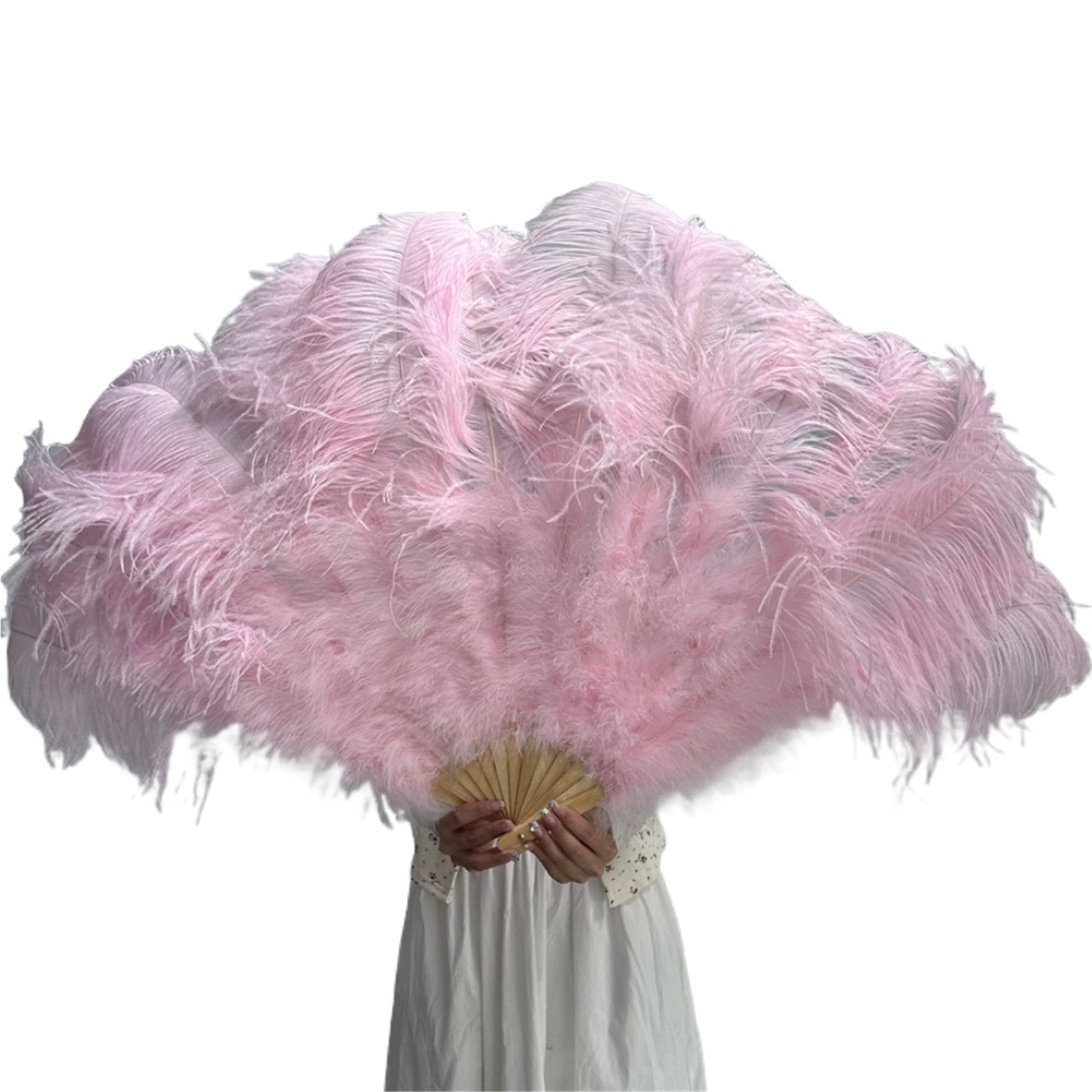 100*60CM Red Ostrich Feather Fan 13 Bones Wedding Foldable HandHeld ...