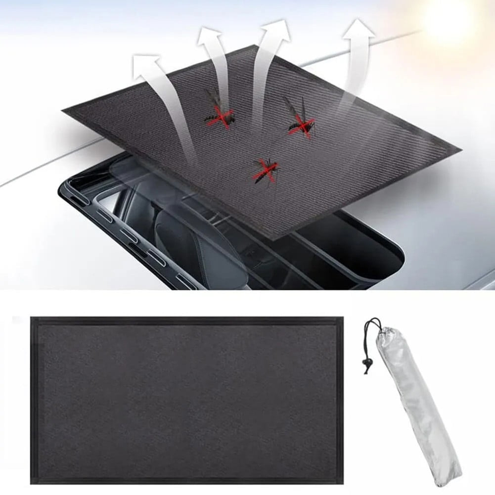 100*65cm Magnetic Moonroof Mesh Car Roof Sunroof Sun Shade Shield Cover ...