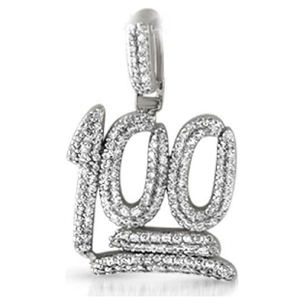 100 .925 Sterling Silver Mini CZ Iced Out Pendant - Walmart.com
