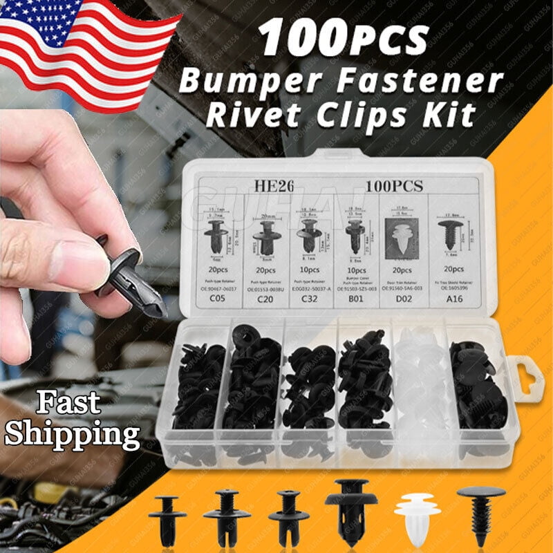 100 Accessories Clip Trim Car Push Pin Rivet Bumper Door Panel Retainer ...