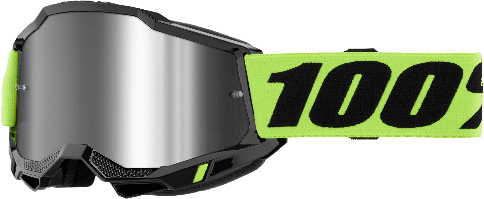 100% Accuri 2 Off-Road Goggle (Neon Yellow - Mirror Silver Lens ...