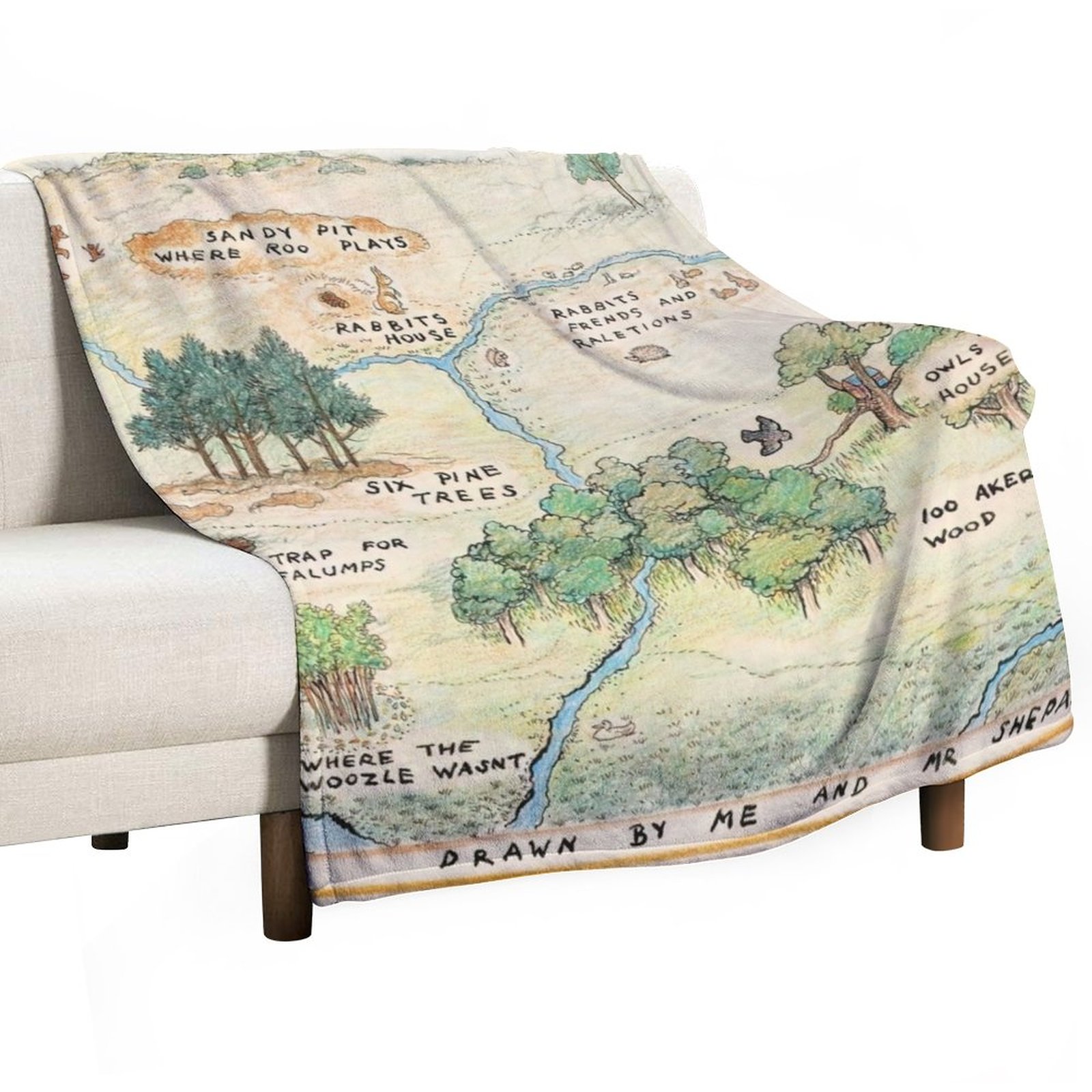 100 Acre Wood Map by E.H. Shepard Throw Blanket Thin Blankets Winter ...