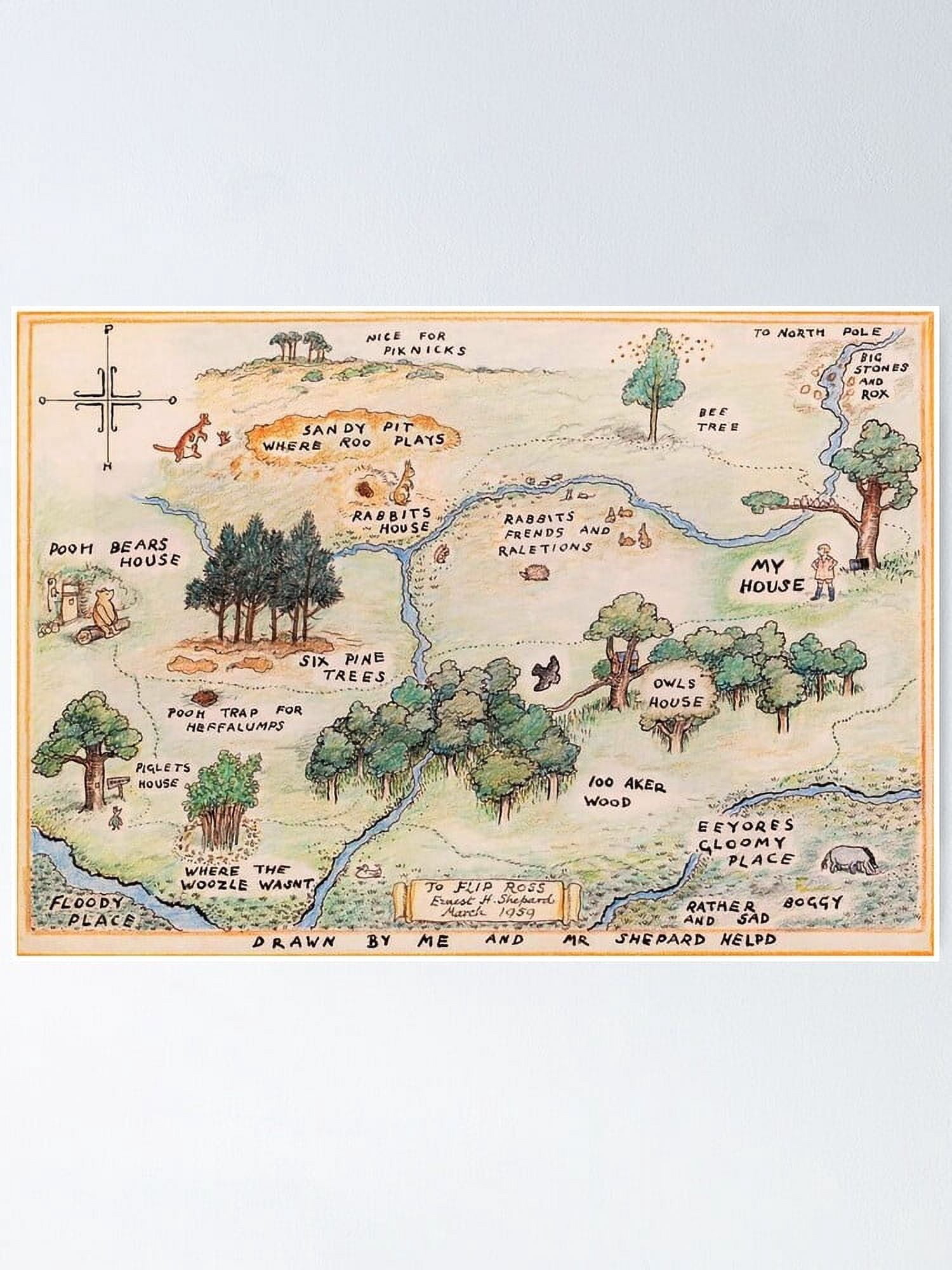 100 Acre Wood map Poster - Walmart.com
