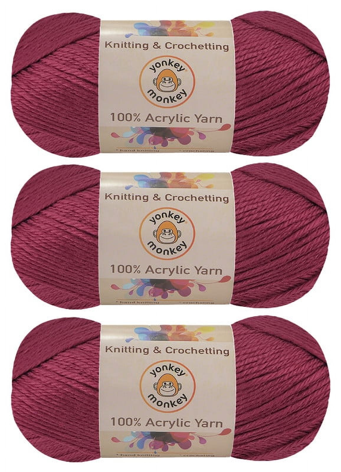 100% Acrylic Fancy Yarn 3-Pack by Yonkey Monkey Knitting Crochet DIY ...