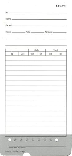 (100) Allied AT-4500 Time Cards Also for Acroprint ATR480 ATR481 ...
