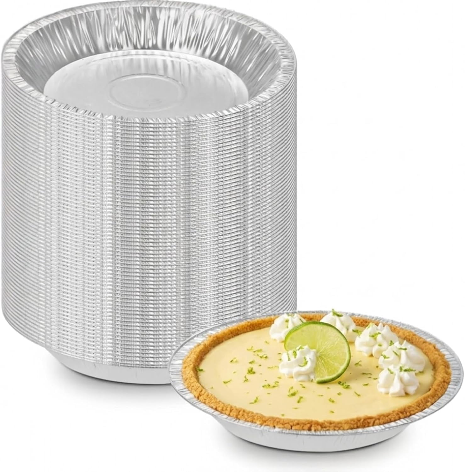 100 Aluminum Foil 6 inch Pie Pans, Disposable Baking Plates, Made in ...