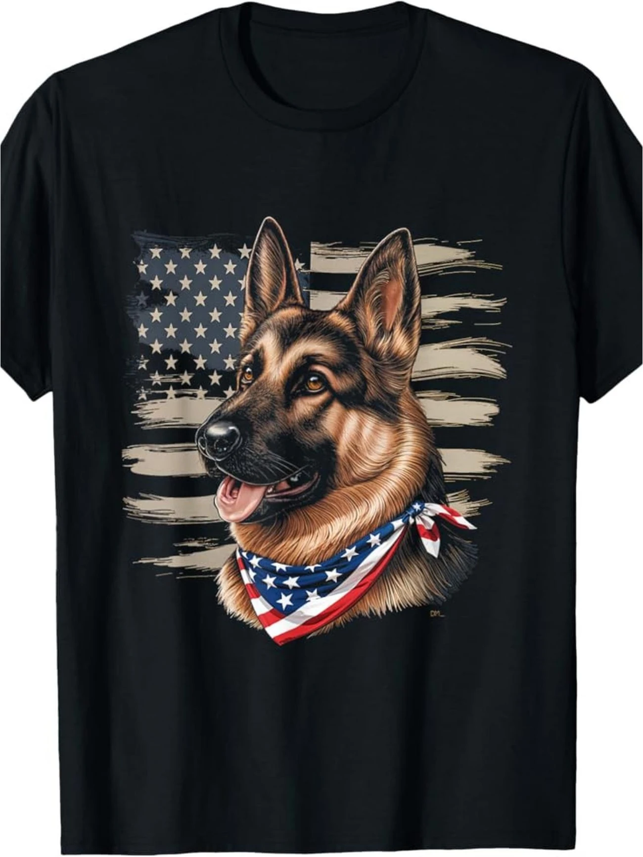 100% American Made Patriotic German Shepherd T Shirt 220g Cotton, American Flag Dog Design ...