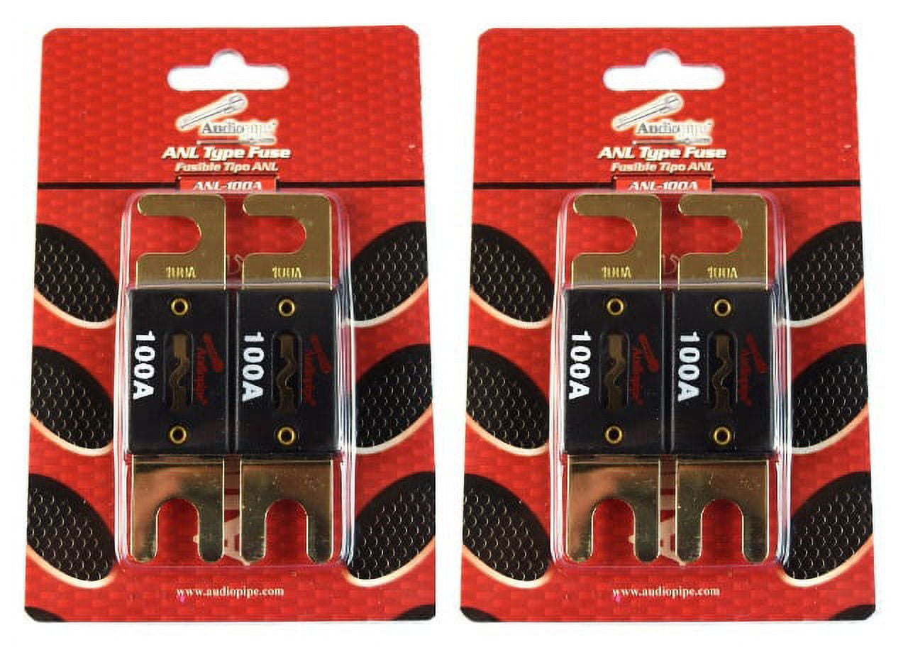 100 Amp ANL Fuses Gold Plated AudioPipe Blister 4 Pack Fuses Car Audio ...