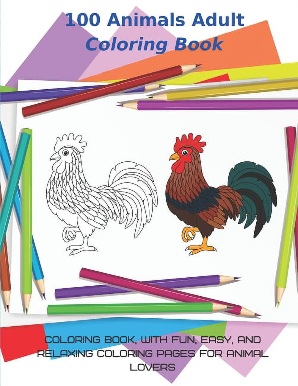 100 Animals Adult Coloring Book - Coloring Book, with Fun, Easy, and ...