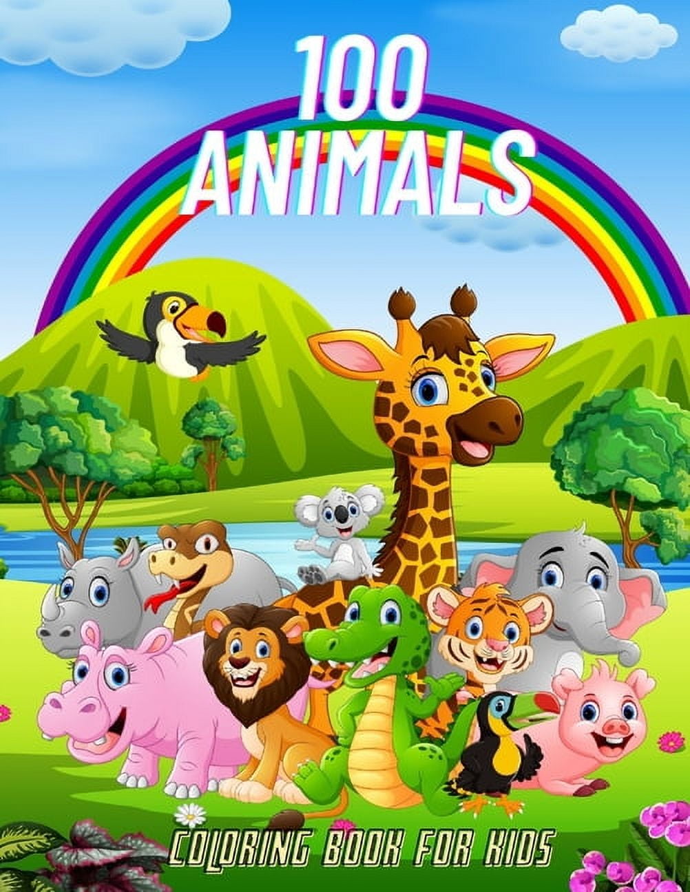 100 Animals - COLORING BOOK FOR KIDS: Sea Animals, Farm Animals, Jungle ...