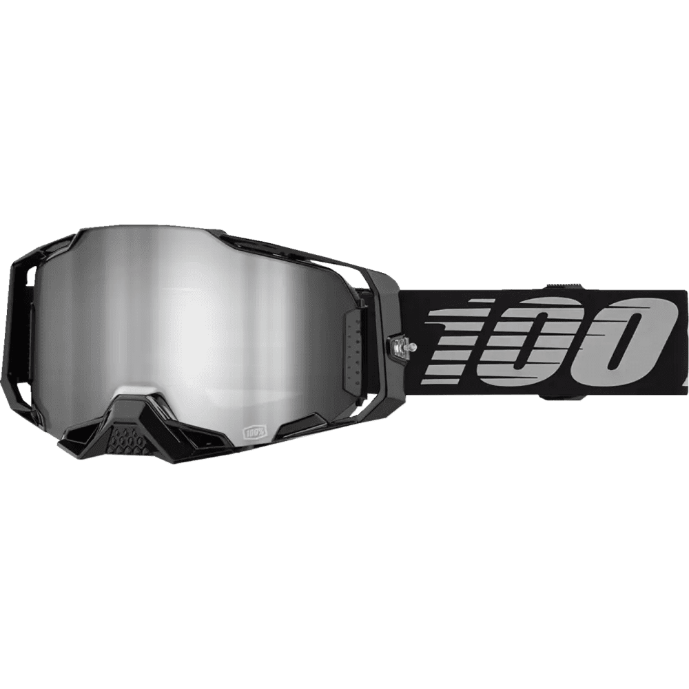 100% Armega Goggle - Black - Silver Mirror 50005-00030 - Walmart.com