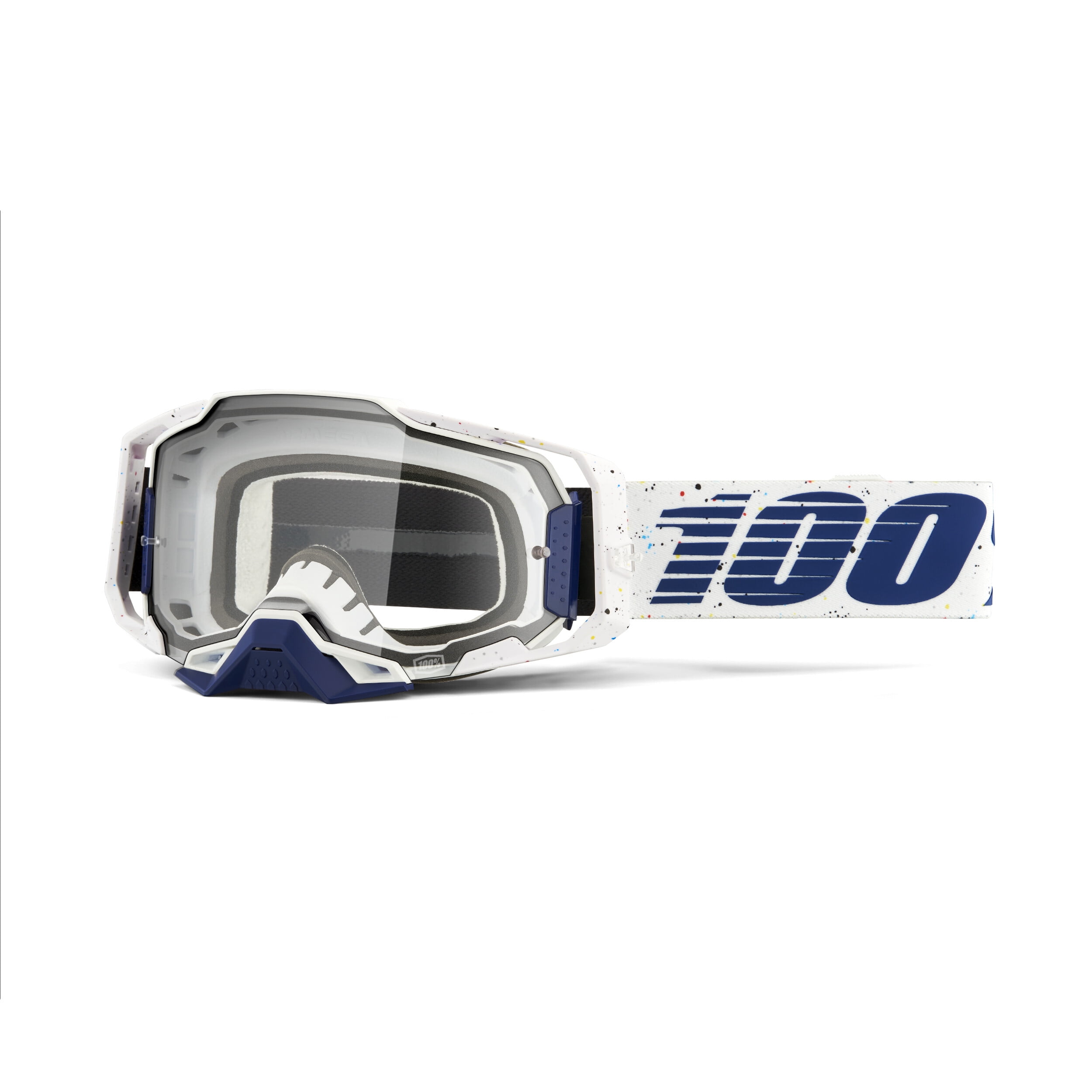 100% Armega Solis Goggles (One Size Fits Most, White/Blue / Clear Lens ...