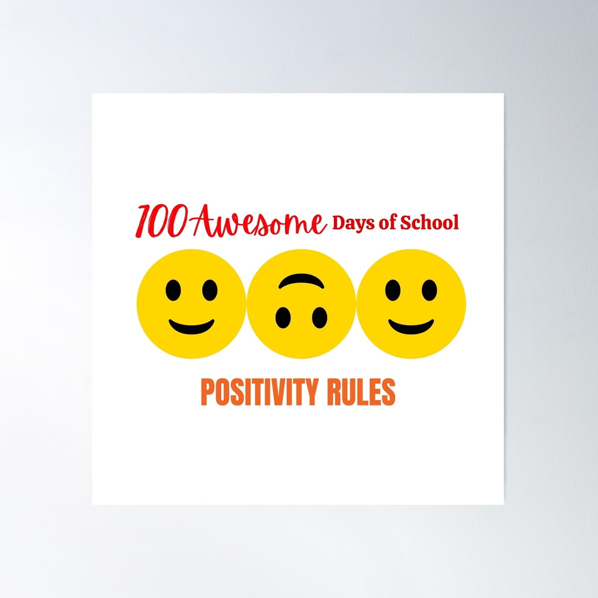 100 Awesome Days Of School Positivity Rules Version Poster Wall Art ...