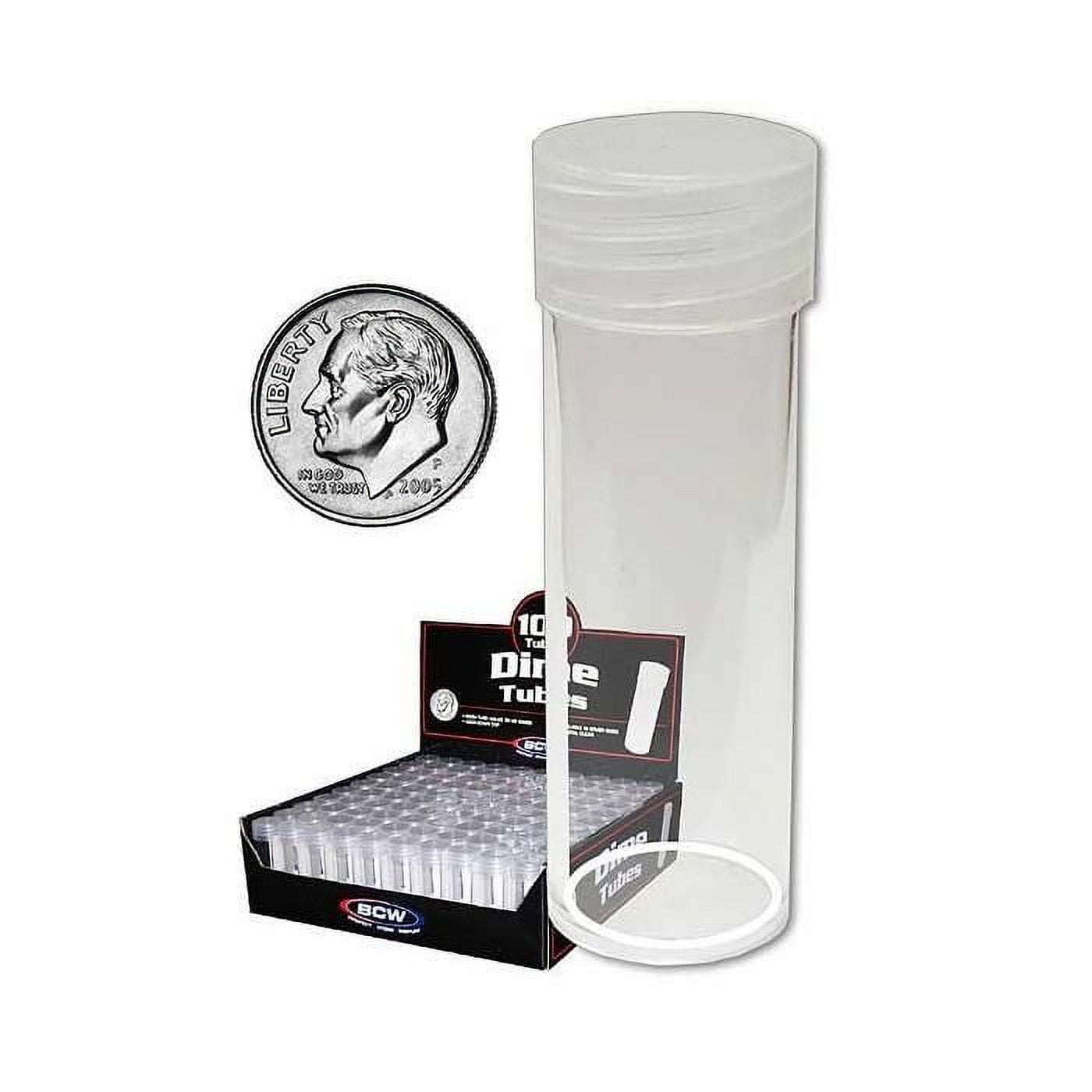 (100) BCW Brand Round Clear Plastic (Dime) Size Coin Storage Tube ...