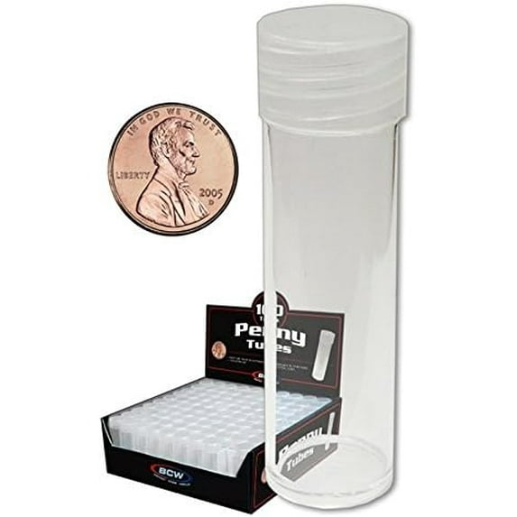 (100) BCW Round Clear Plastic (Penny Cent) Size Coin Storage Tube ...