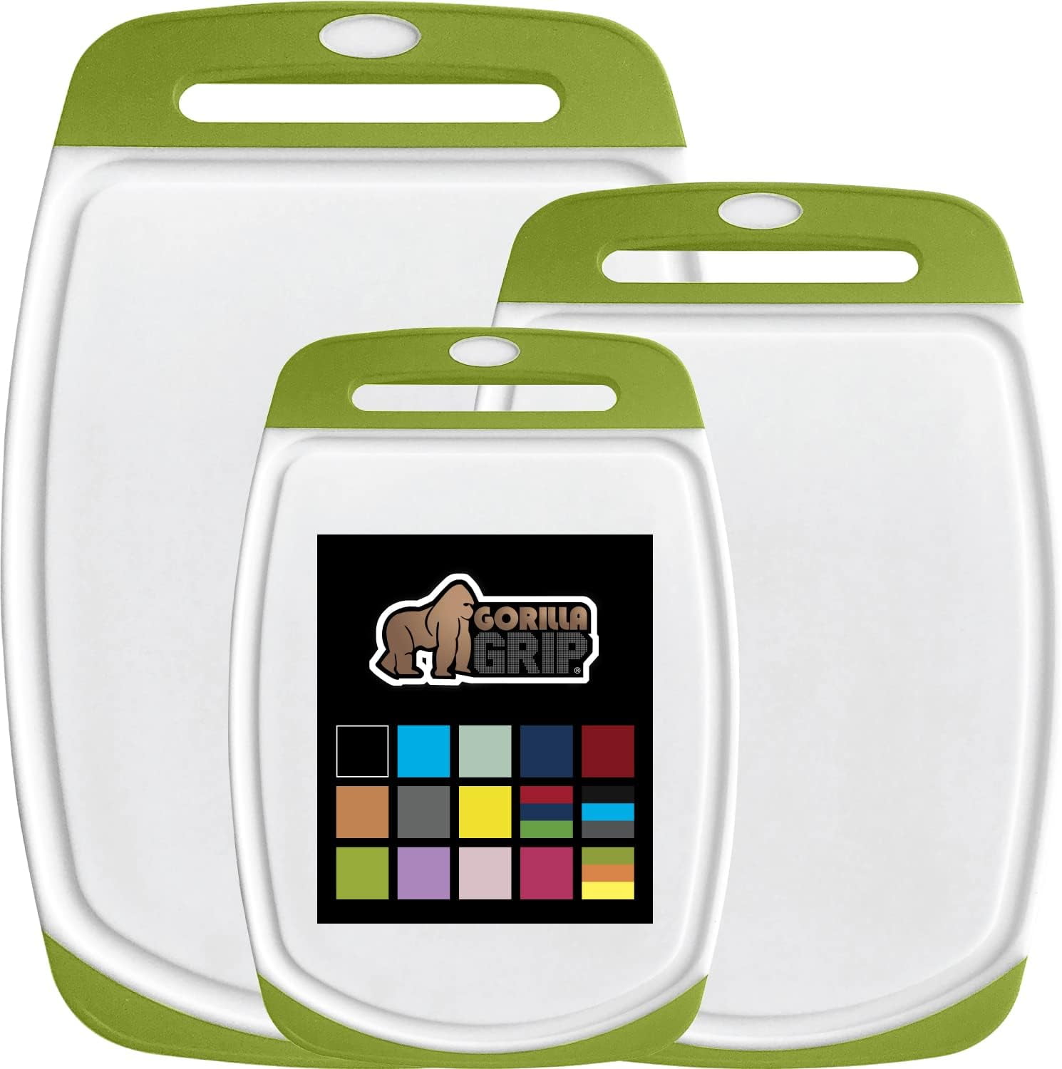 100% BPA-Free Reversible Kitchen Cutting Board Set of 3, Nonporous ...