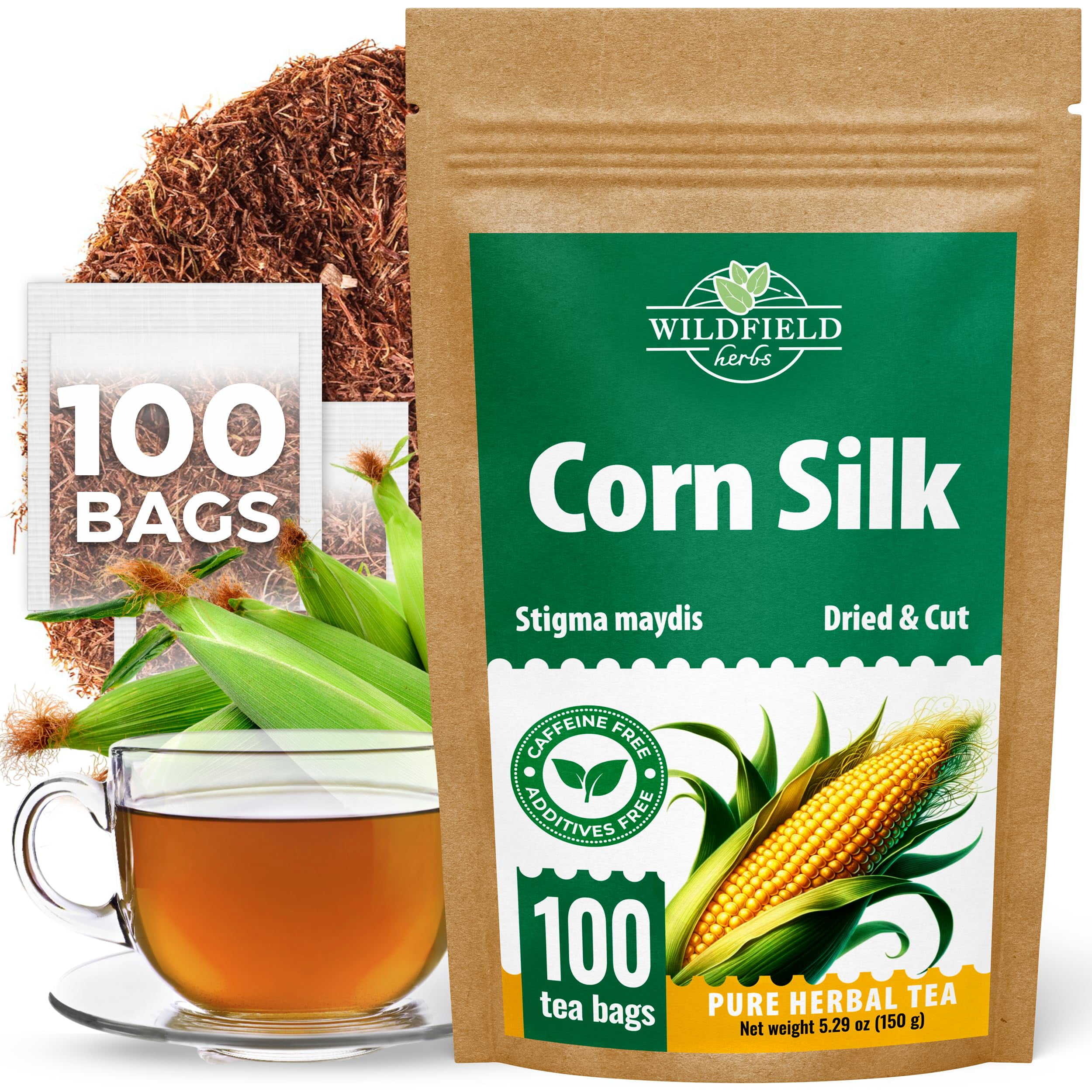 100 Bags Dry Corn Silk Tea Cornsilk Herb (Stigma Maydis) - 100 Count 1 ...