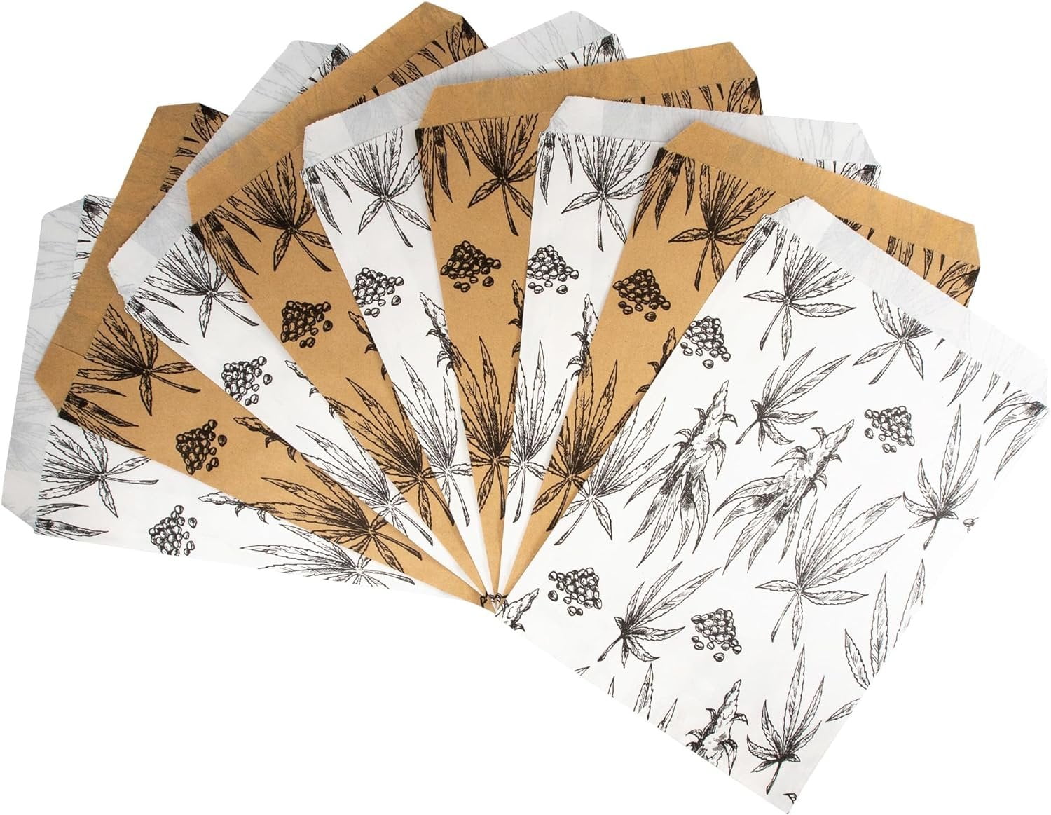 100 Bags of our Mixed, 4" x 6" Hemp theme pattern flat paper bags for ...