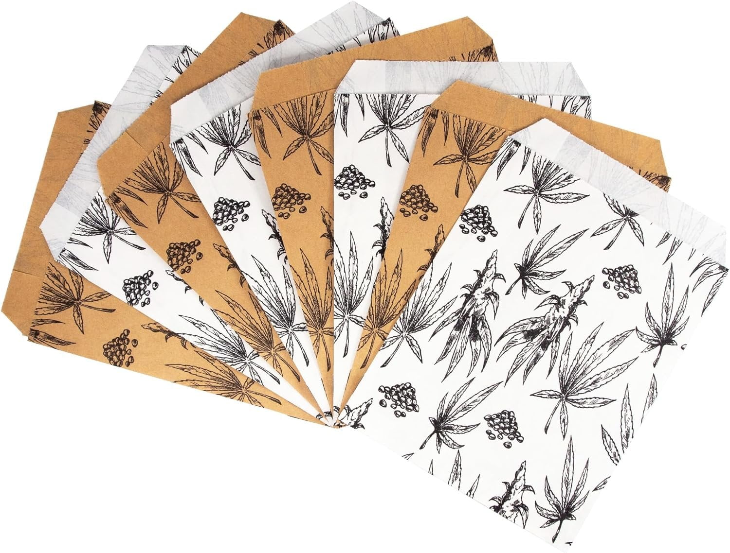 100 Bags of our Mixed, 5" x 7" Hemp theme pattern flat paper bags for ...