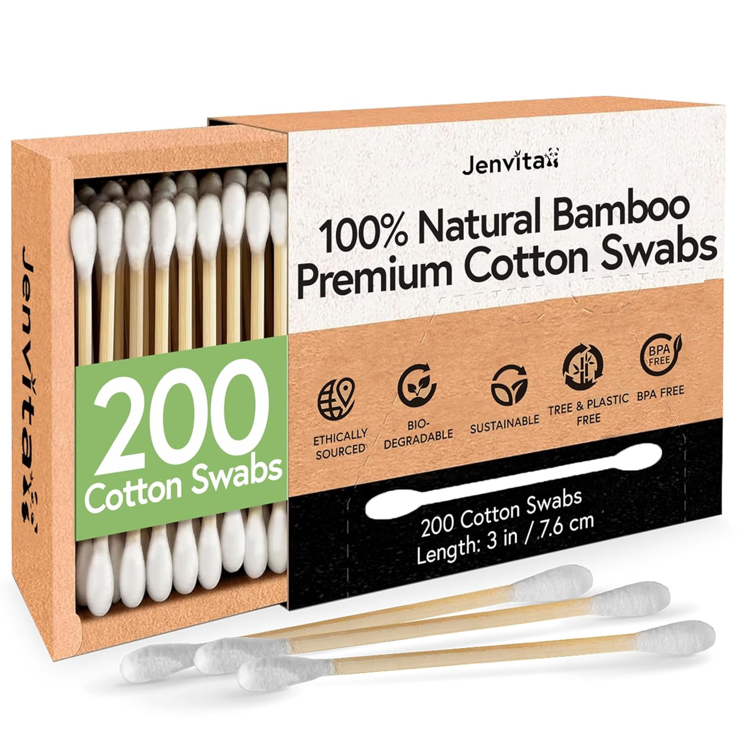 100% Bamboo Cotton Ear Swabs (200-Pack) | Double Tipped Ear Cotton Buds ...