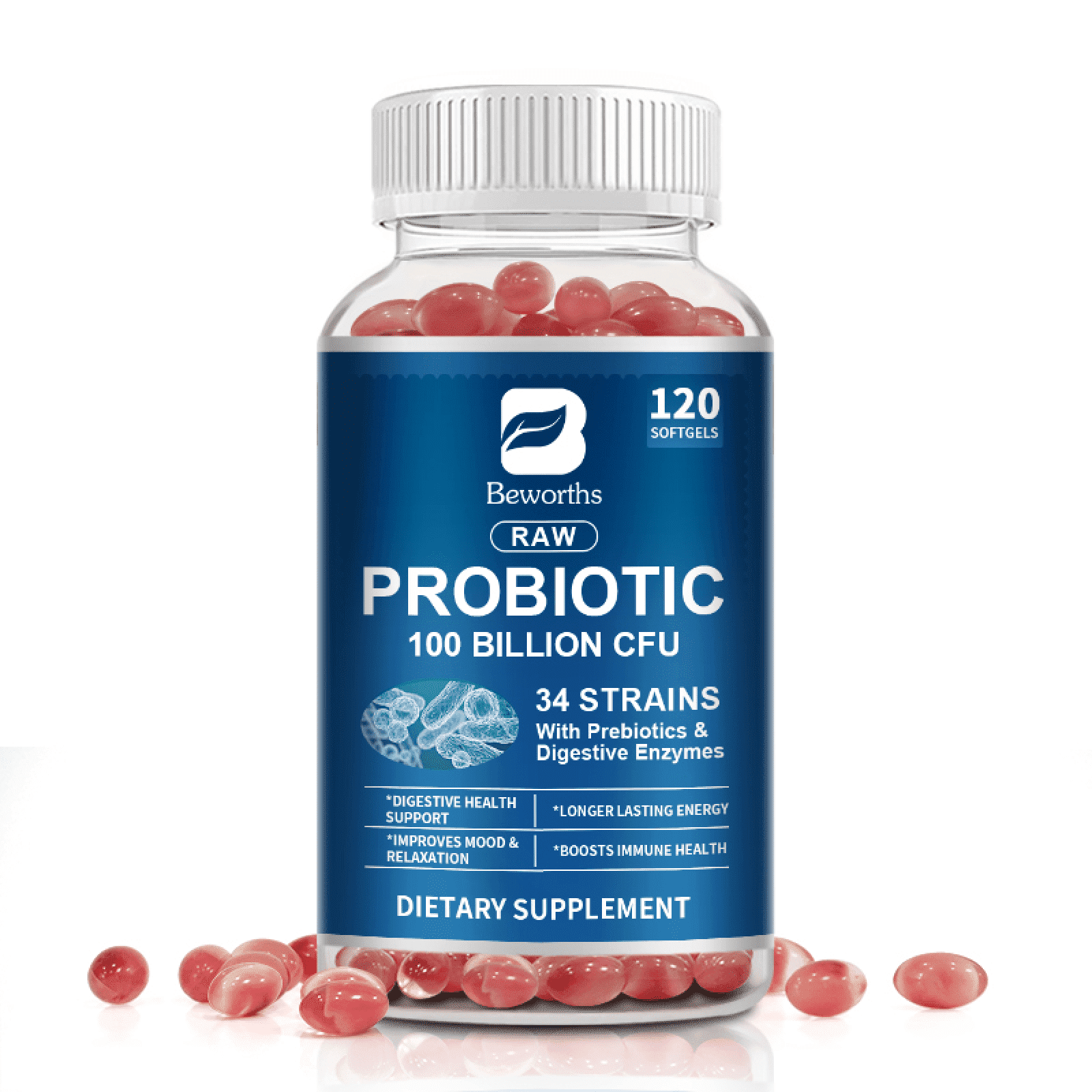 100 Billion CFU Probiotic for Women and Men - 120 Count - Digestive ...