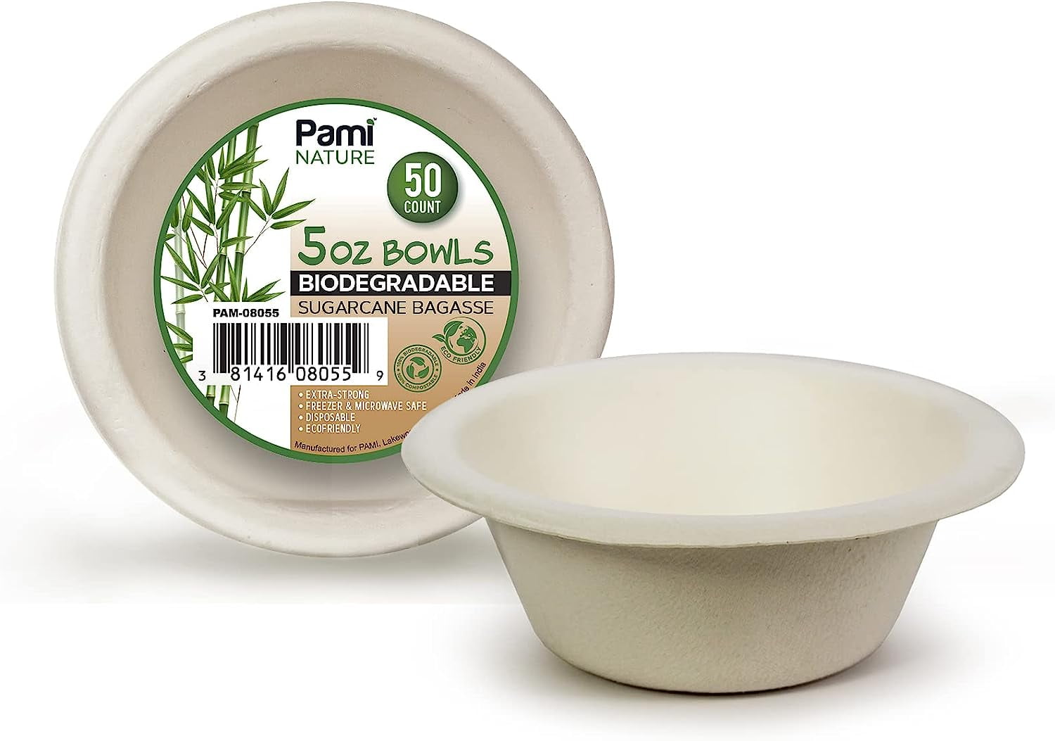100% Biodegradable Sugarcane Bowls [Pack of 50] Natural Compostable ...